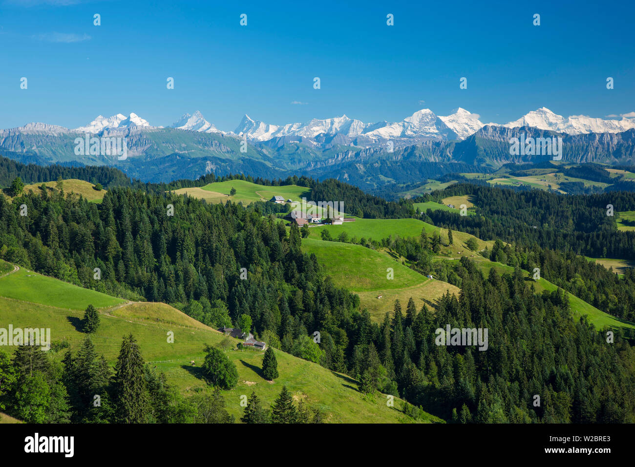 Emmental Valley and Swiss alps in the background, Berner Oberland ...