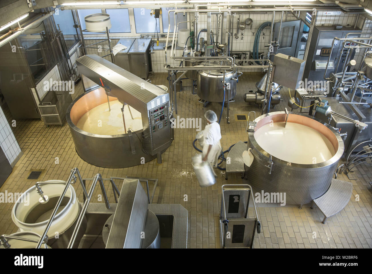 Modern cheese dairy, Emmental Valley, Berner Oberland, Switzerland ...