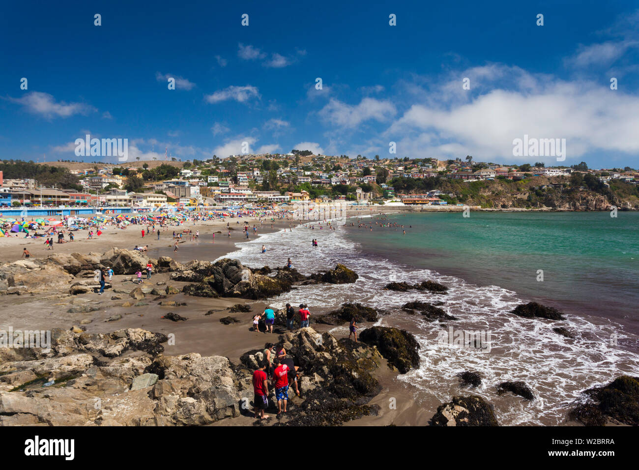 Chile, Cartagena, elevated beach view, Playa Chica Stock Photo - Alamy