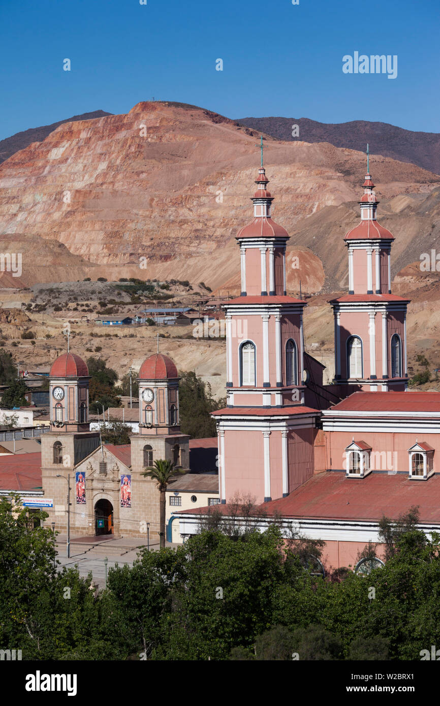 Chile, Andacollo, Templo Grande O Basilica church, elevated view Stock ...