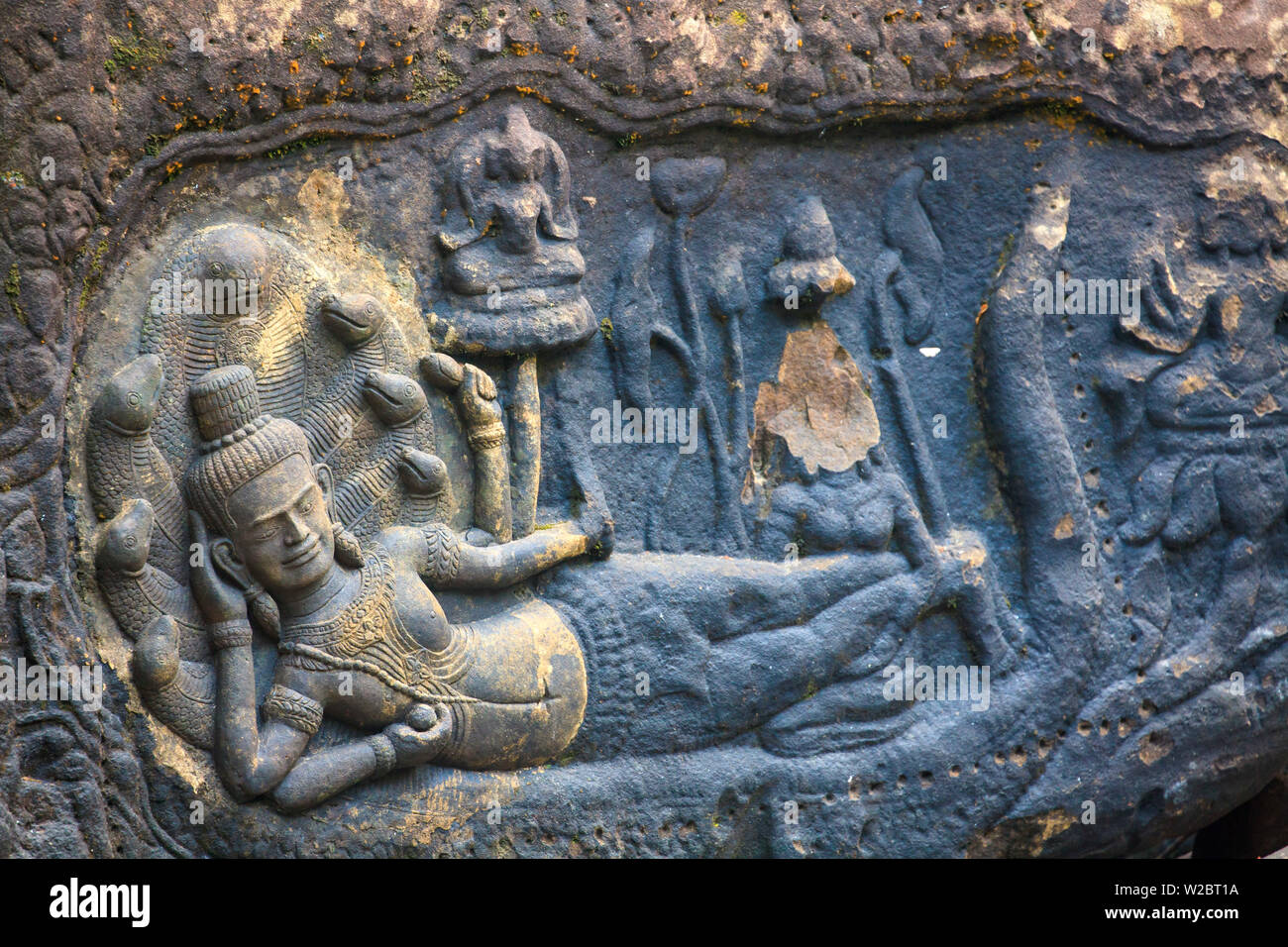 Cambodia, Temples of Angkor (UNESCO site), Kbal Spean, riverbed carving ...