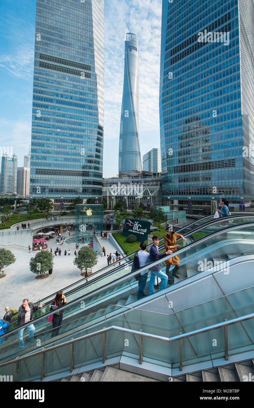 IFC Shopping Mall (Shanghai Tower behind), Lujiazui, Pudong, Shanghai ...