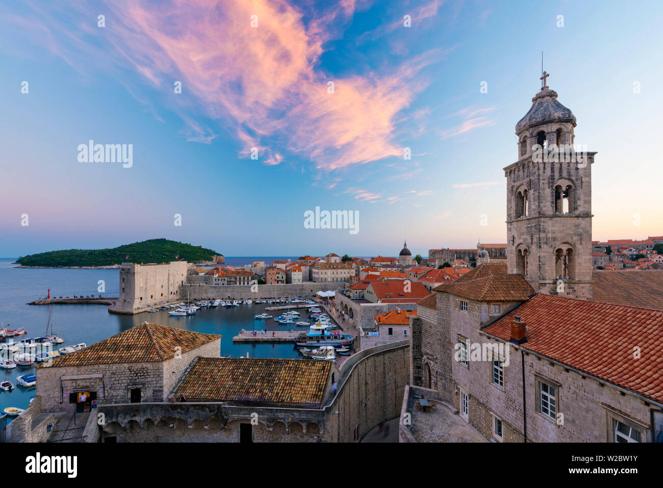 Croatia, Dalmatia, Dubrovnik, Old Town (Stari Grad) from Old Town Walls ...