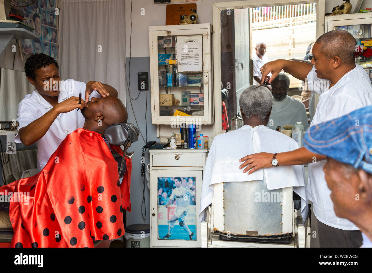 Barbers, Praia, Santiago Island, Cape Verde Stock Photo - Alamy