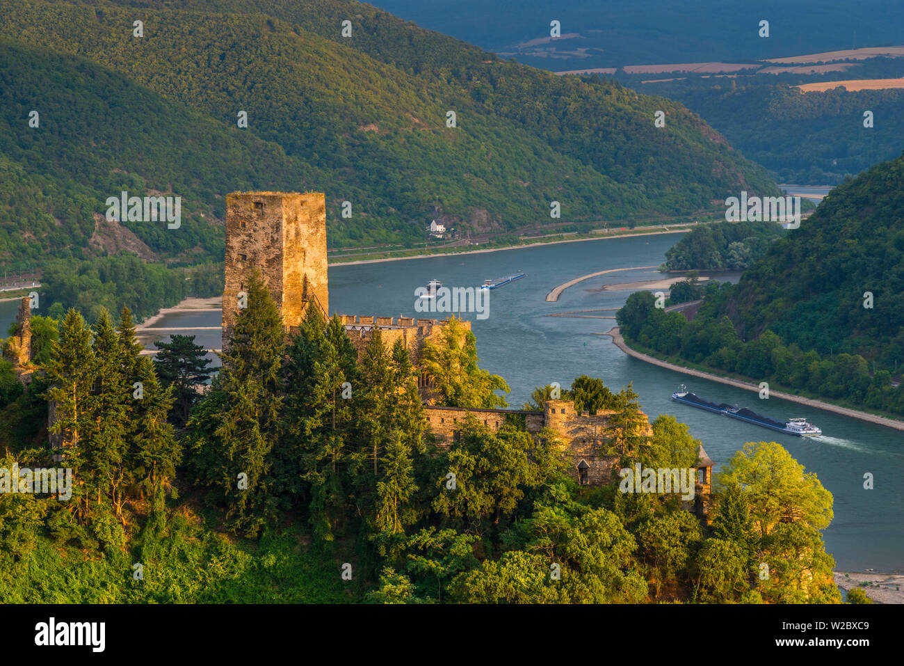 Germany, Rhineland Palatinate, River Rhine, Kaub, Burg Gutenfels or ...