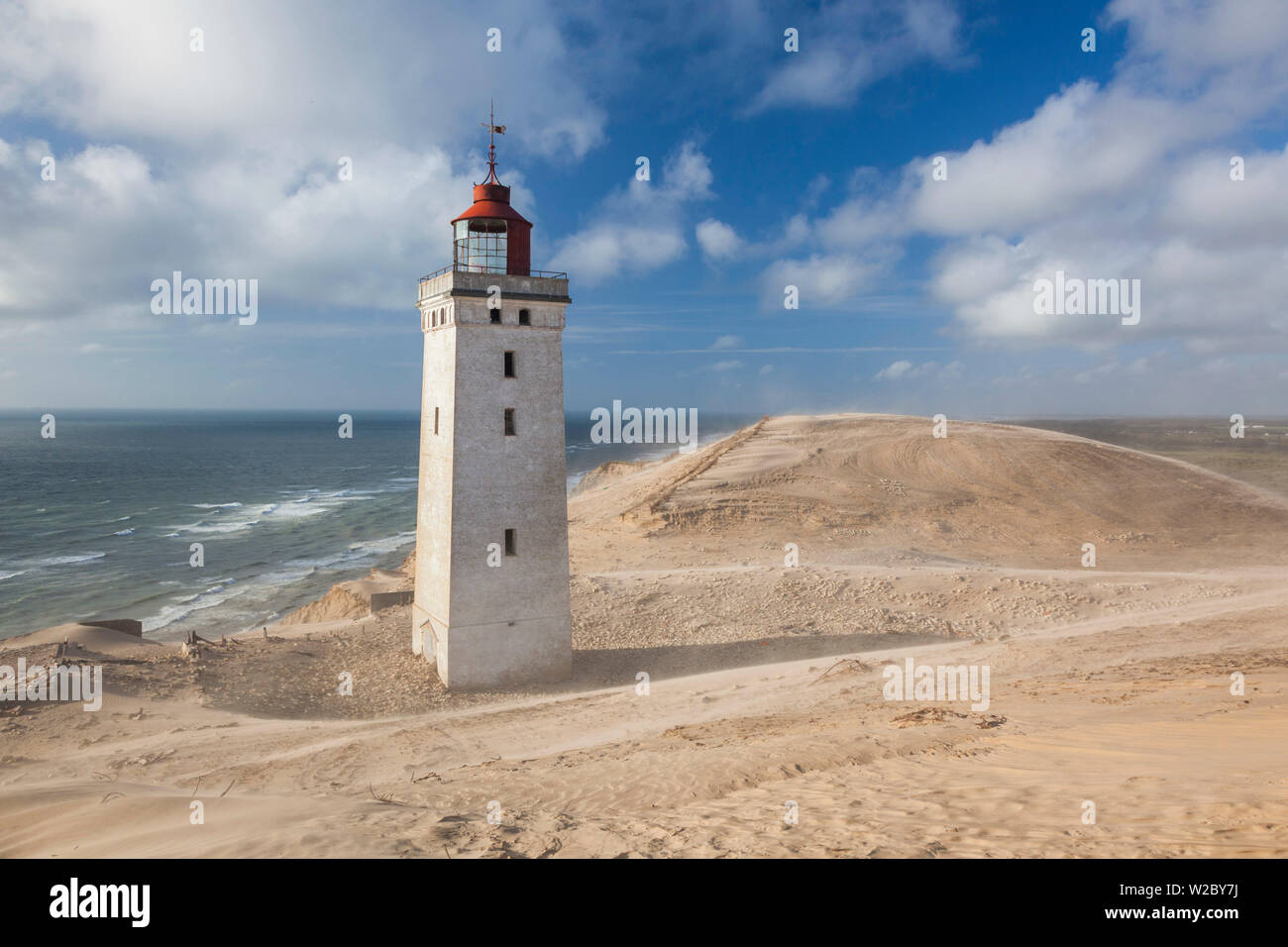 Denmark, Jutland, Lonstrup, Rudbjerg Knude Fyr Lighthouse, slowly being ...