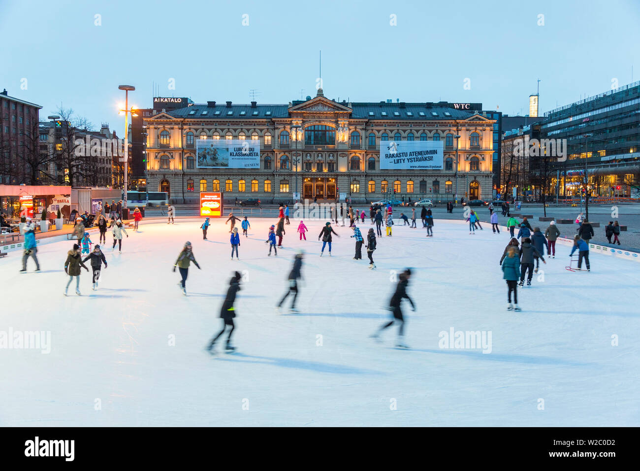 Ice rink in front of Ateneum, Art Museum, Helsinki, Finland Stock Photo ...