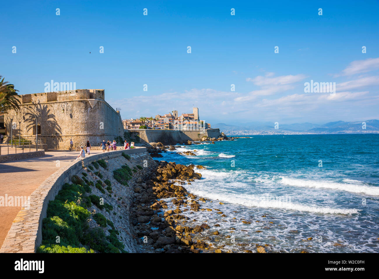 Old town and sea wall in Antibes, Alpes-Maritimes, Provence-Alpes-Cote ...