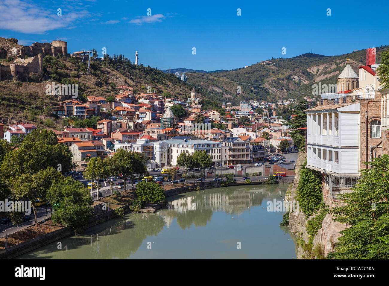 Georgia, Tbilisi, Avlabari, View of Tbilisi from cliff above Mtkvari ...