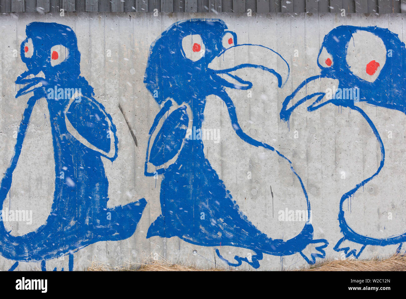 Greenland, Nuuk, inuit art mural on apartment building Stock Photo - Alamy