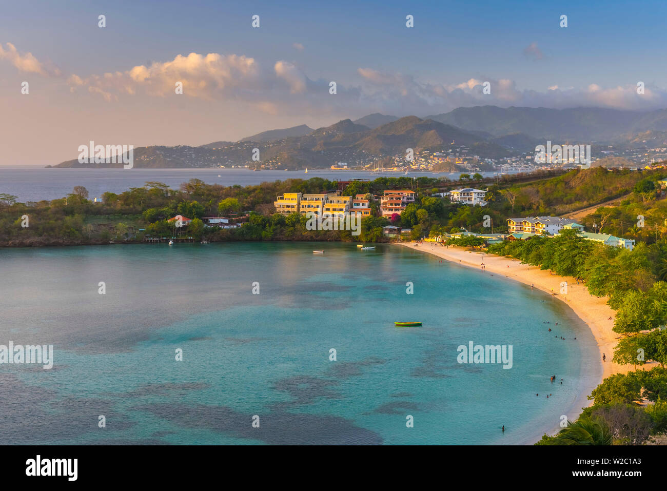 Caribbean, Grenada, Morne Rouge Beach, Grand Anse Bay beyond Stock ...