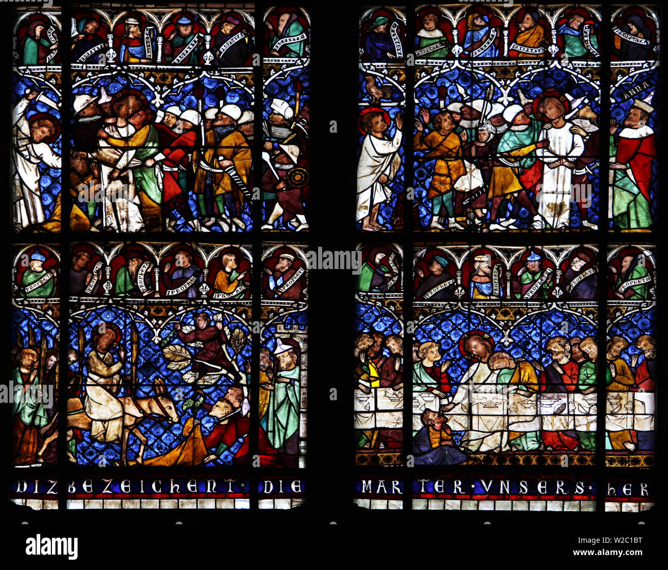 A stained glass window depicting The Passion of Christ, Strasbourg ...