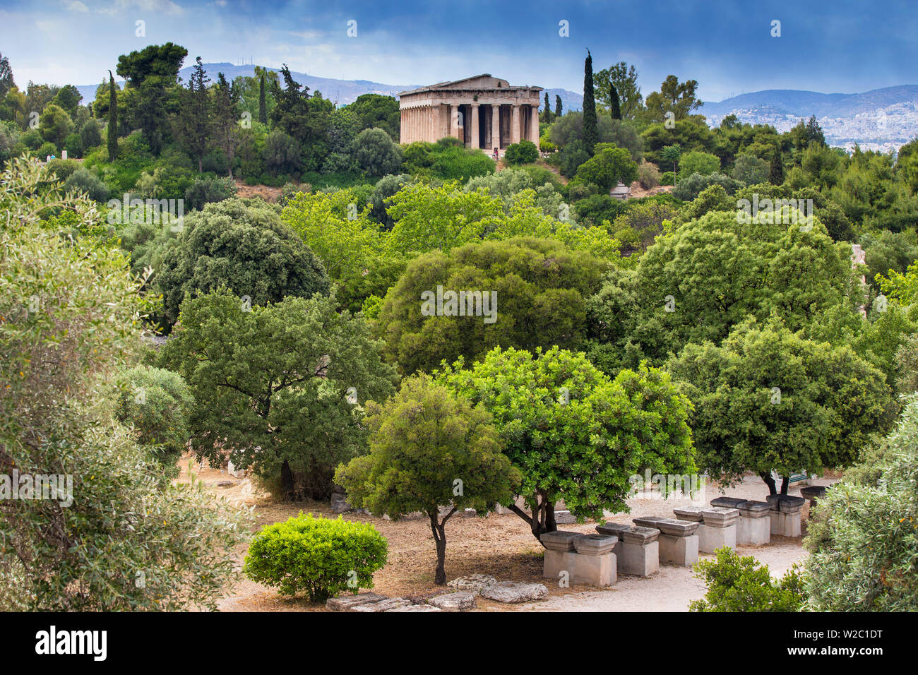 Greece, Attica, Athens, View of The Agora, Temple of Hephaestus Stock ...