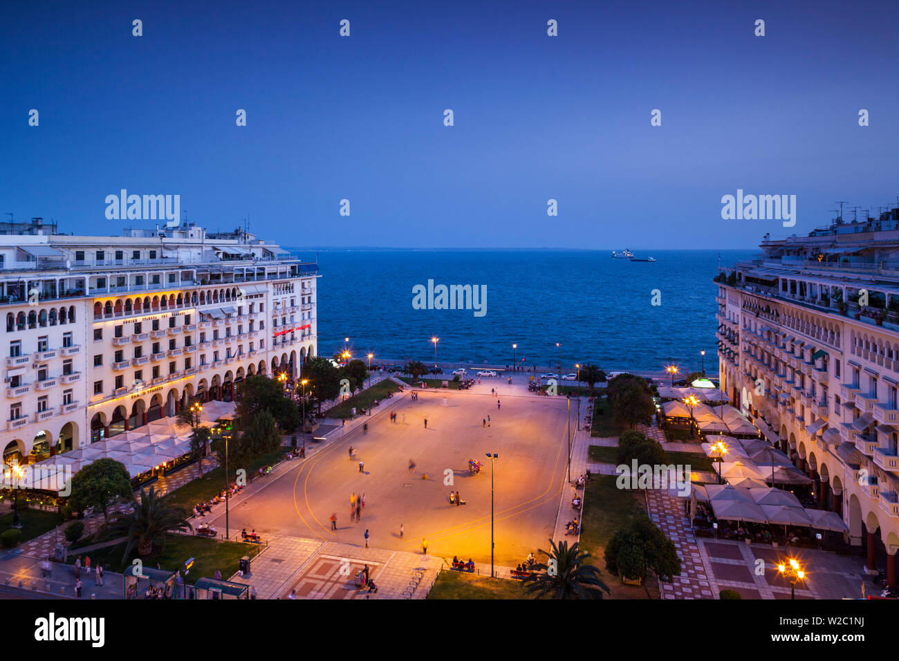 Greece, Central Macedonia Region, Thessaloniki, Aristotelous Square, buildlings, elevated view ...