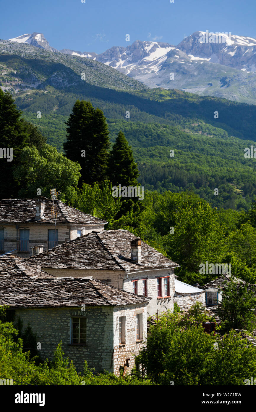 Greece, Epirus Region, Zagorohoria Area, Vikos Gorge, village of Dilofo ...