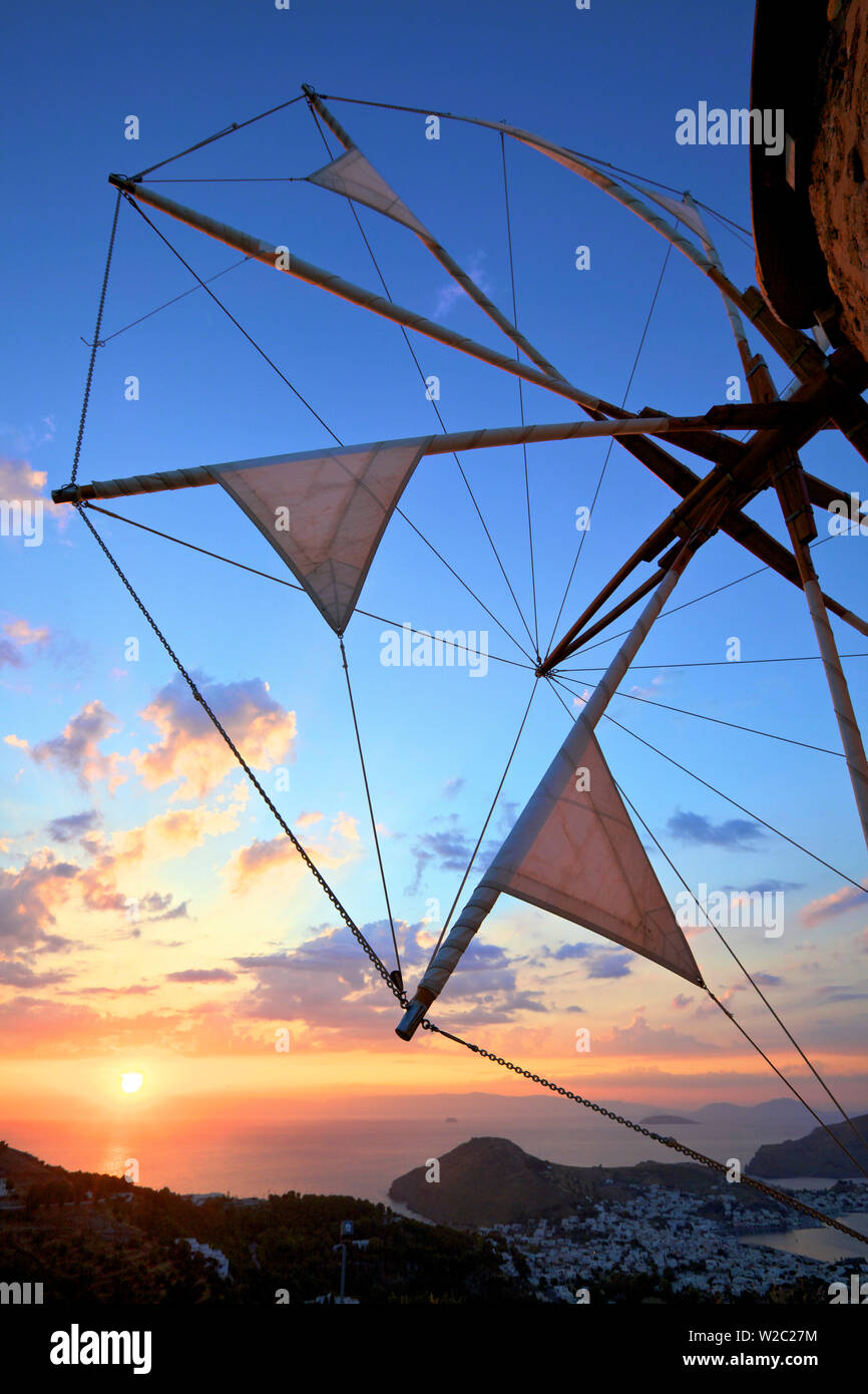 Windmills Of Chora, Patmos, Dodecanese, Greek Islands, Greece, Europe ...