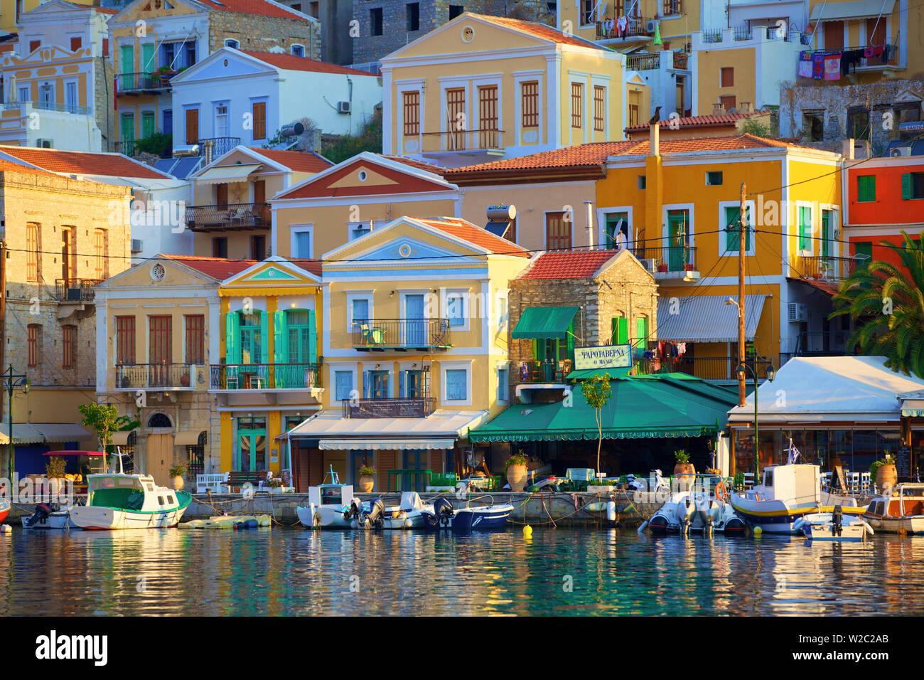 Boats In Symi Harbour, Symi, Dodecanese, Greek Islands, Greece, Europe ...