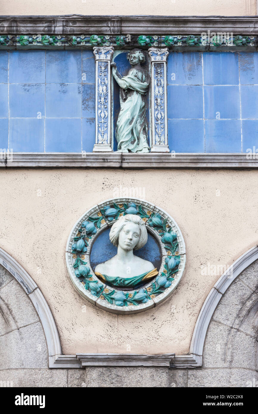 Ireland, Dublin, Sunlight Chambers building, exterior ceramic frieze ...
