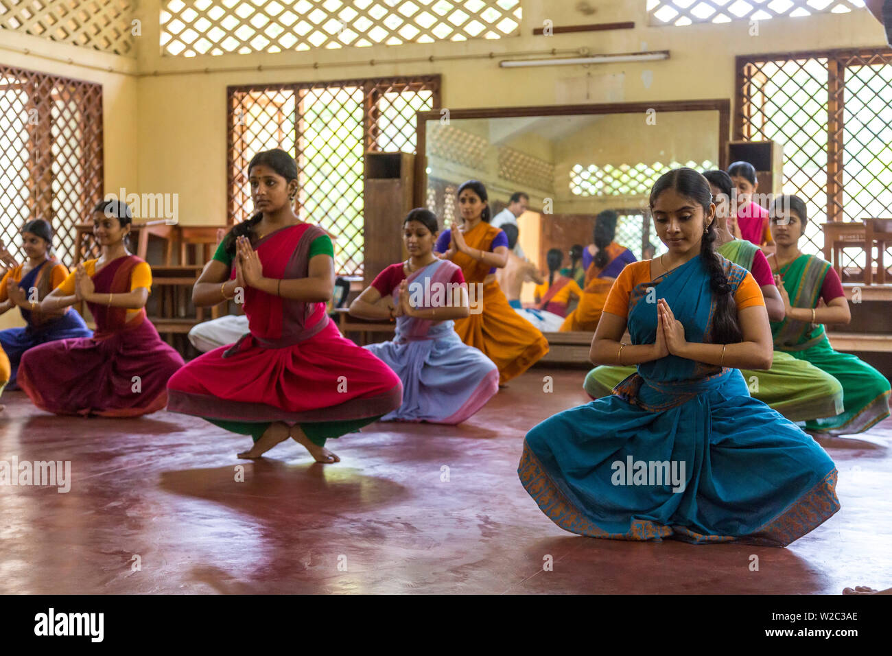 Students of traditional Indian dance in class, Chennai (Madras), Tamil ...