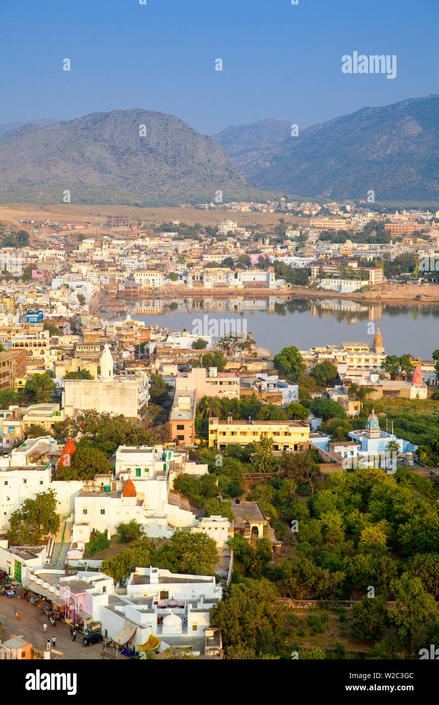 India, Rajasthan, Pushkar, Aerial view of Pushkar Stock Photo - Alamy