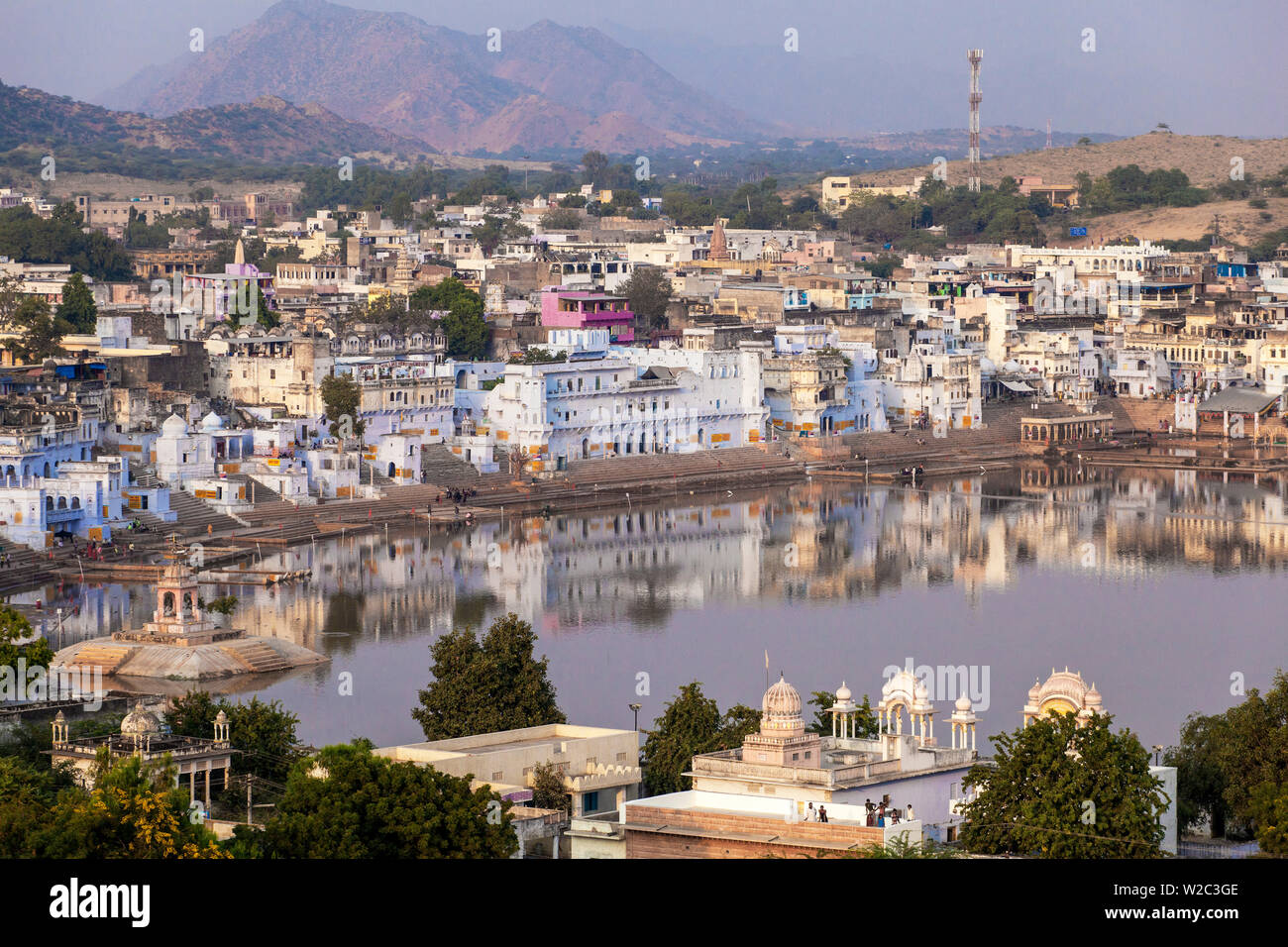India, Rajasthan, Pushkar, Aerial view of Pushkar Stock Photo - Alamy
