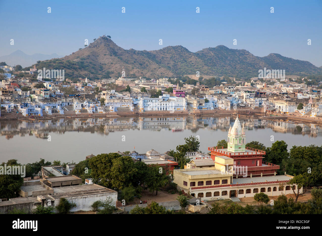 India, Rajasthan, Pushkar, Aerial view of Pushkar Stock Photo - Alamy