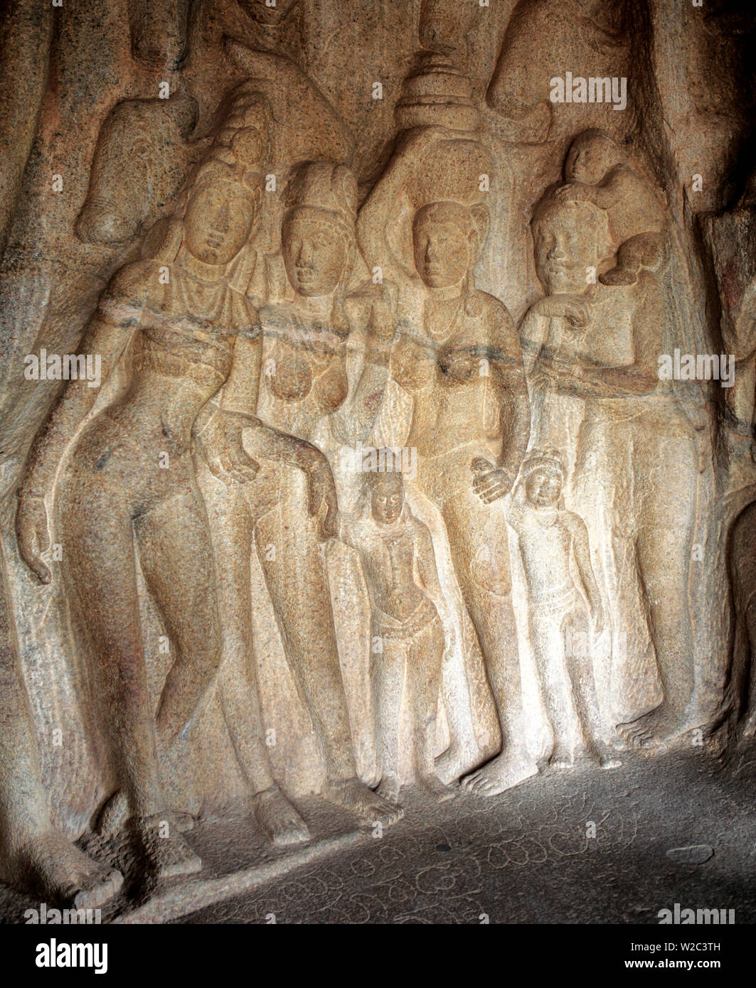 Pancha Rathas, cave temple (7th century), Mahabalipuram, Tamil Nadu ...