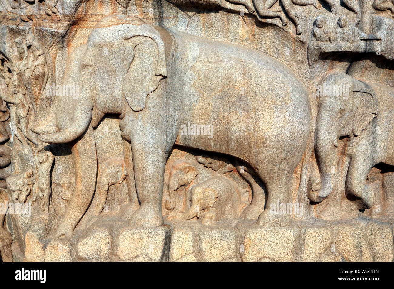 Pancha Rathas, cave temple (7th century), Mahabalipuram, Tamil Nadu ...