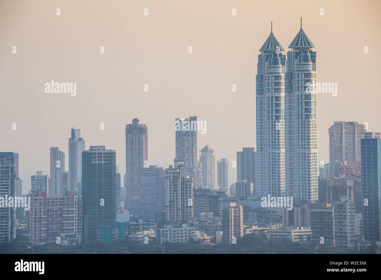 India, Maharashtra, Mumbai, Imperial twin-tower residential complex ...