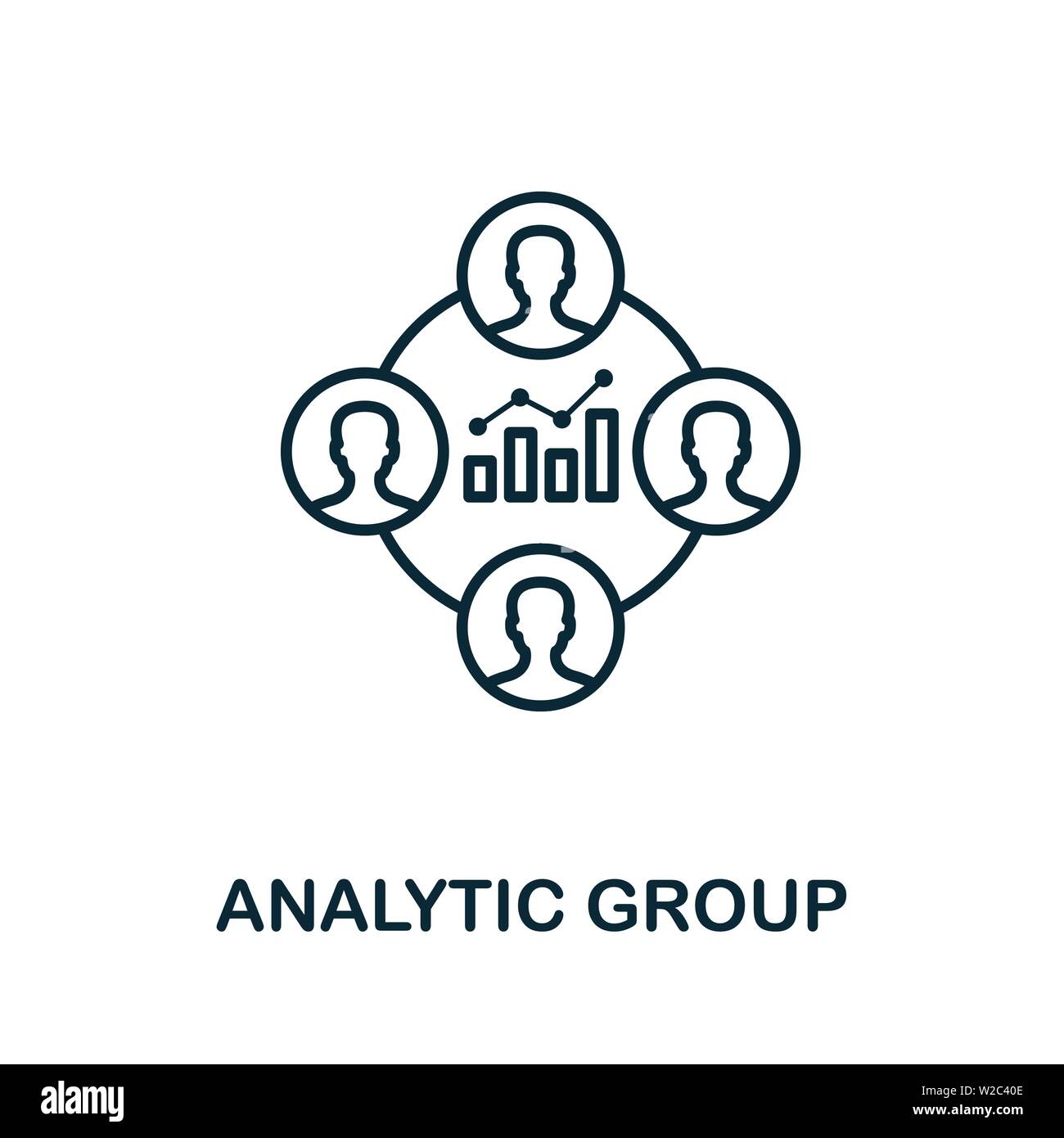 Analytic Group outline icon. Thin line concept element from business ...