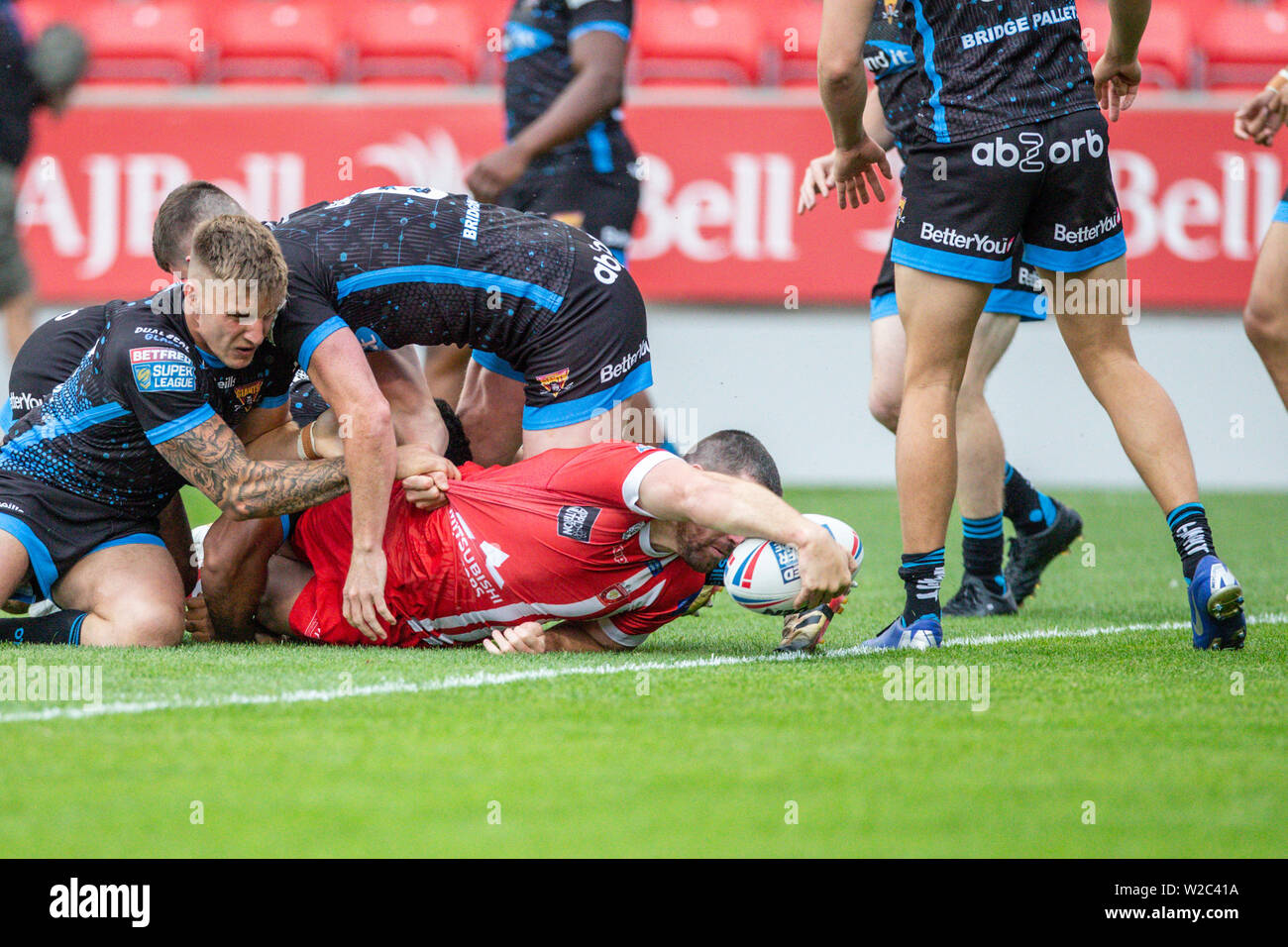 4th July 2019 , AJ Bell Stadium, Salford, England; Betfred Super League, Round 21, Salford Red ...