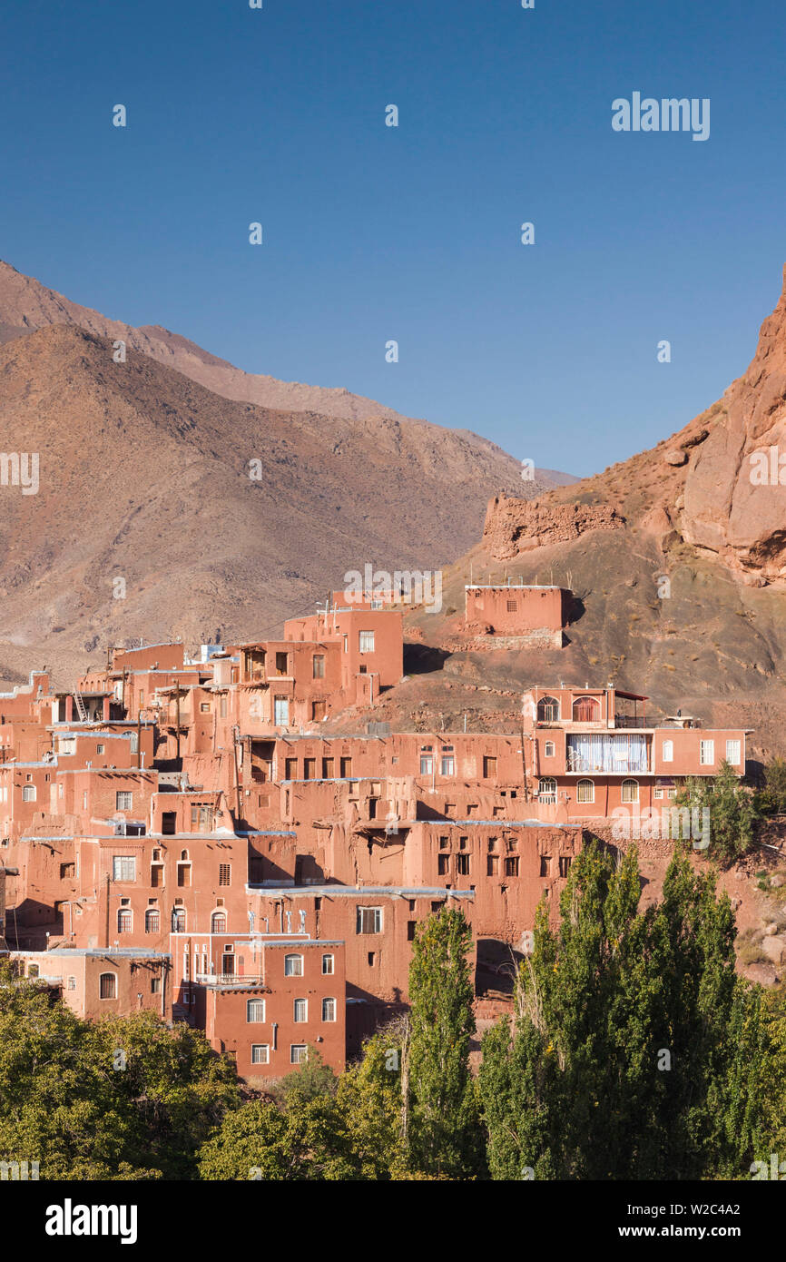 Iran, Central Iran, Abyaneh, elevated village view, dawn Stock Photo ...