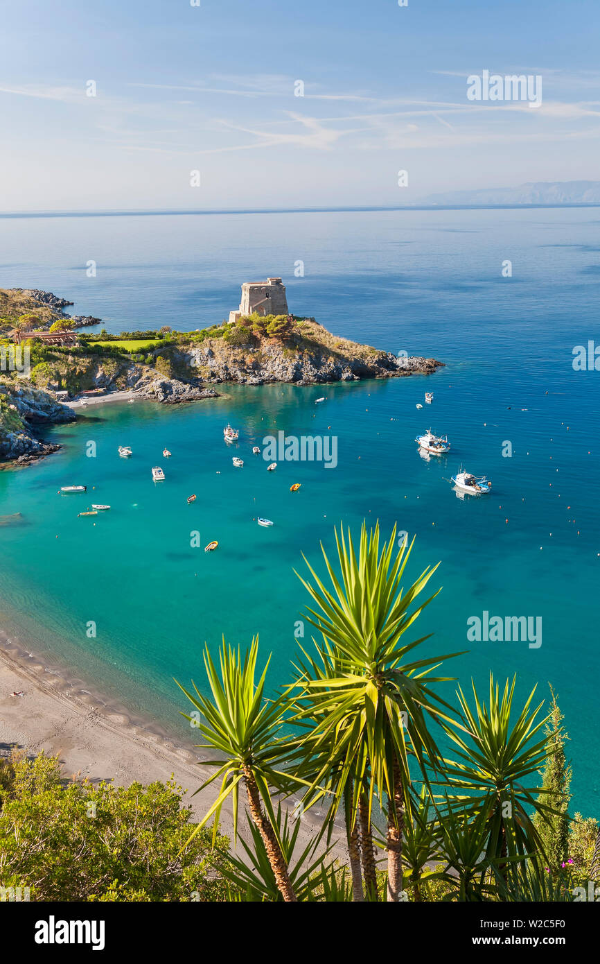 Remains of the watchtower, Carpino Bay, Scalea, Calabria Stock Photo ...