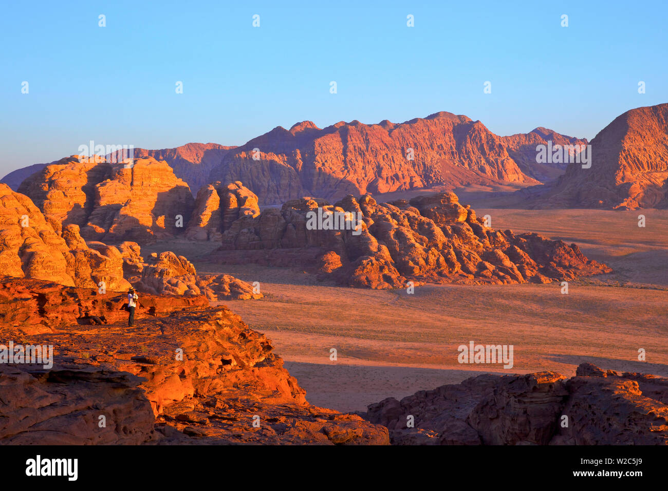 Tourist Taking Photographs, Wadi Rum, Jordan, Middle East Stock Photo ...