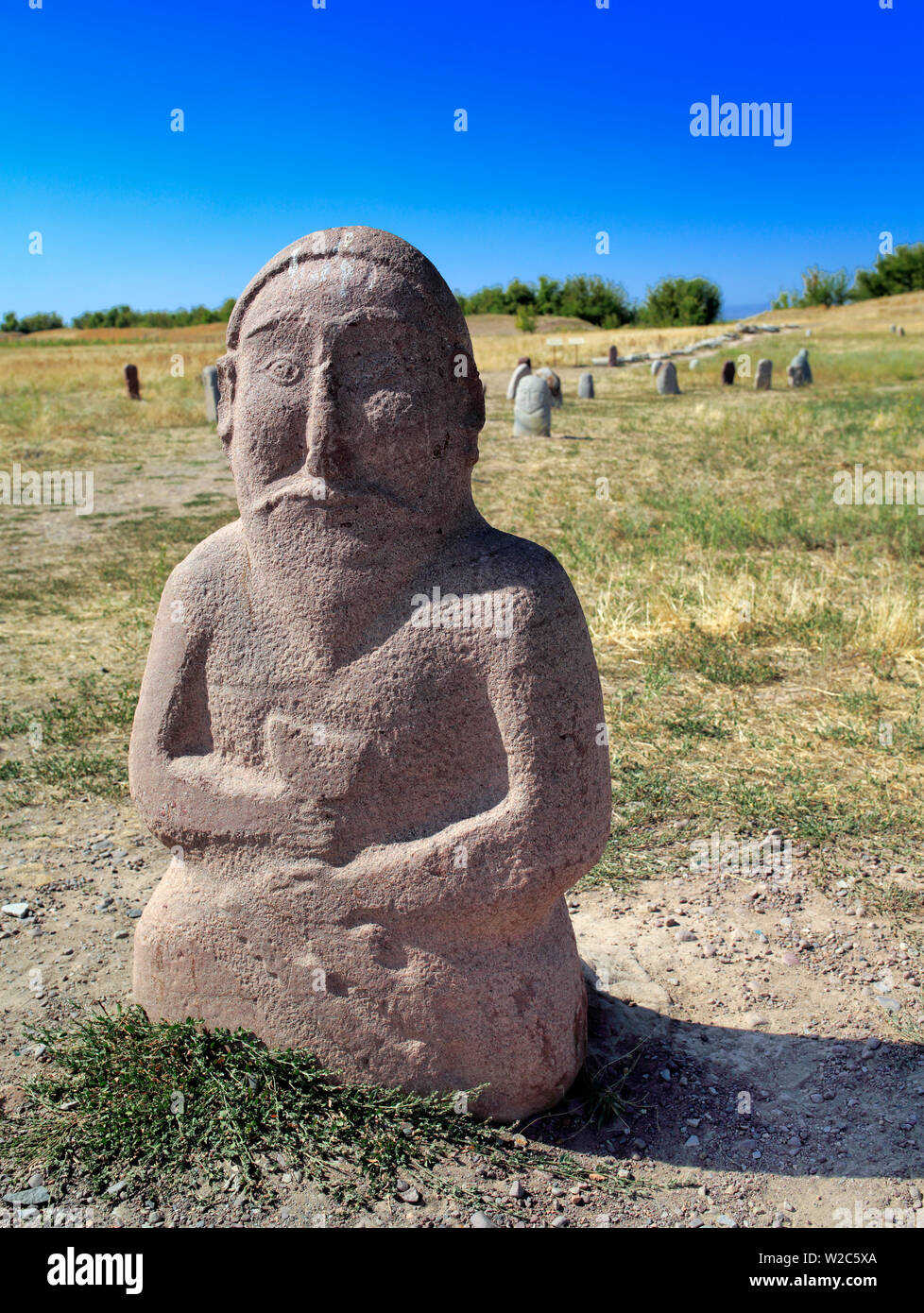 Balbals, ancient Turkic sculptures (6th-10th century), near Burana ...