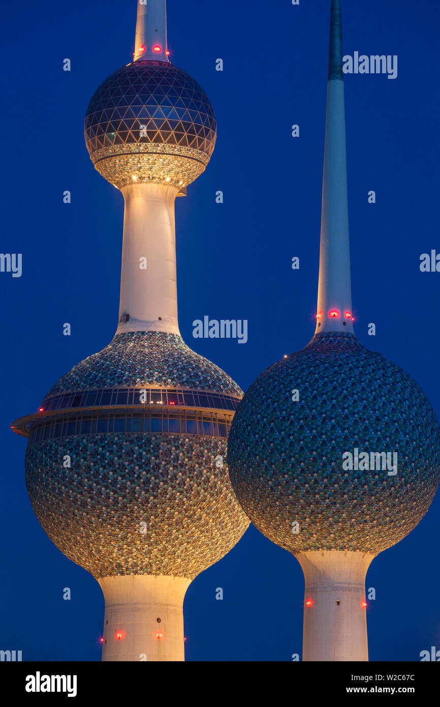 Kuwait, Kuwait City, Sharq, Kuwait Towers on Arabian Gulf Street Stock ...