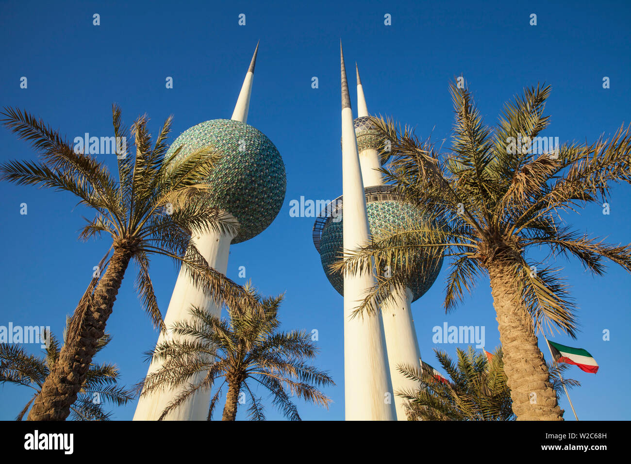 Kuwait, Kuwait City, Sharq, Kuwait Towers on Arabian Gulf Street Stock ...