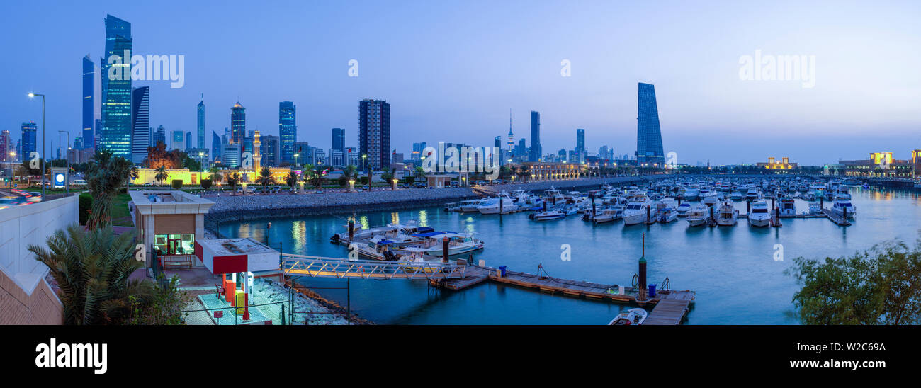 Kuwait, Kuwait City, the city skyline viewed from Souk Shark Mall and ...