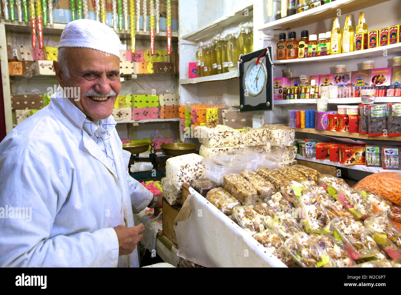 Sweet Stall Vendor, Medina, Fez, Morocco, North Africa Stock Photo - Alamy
