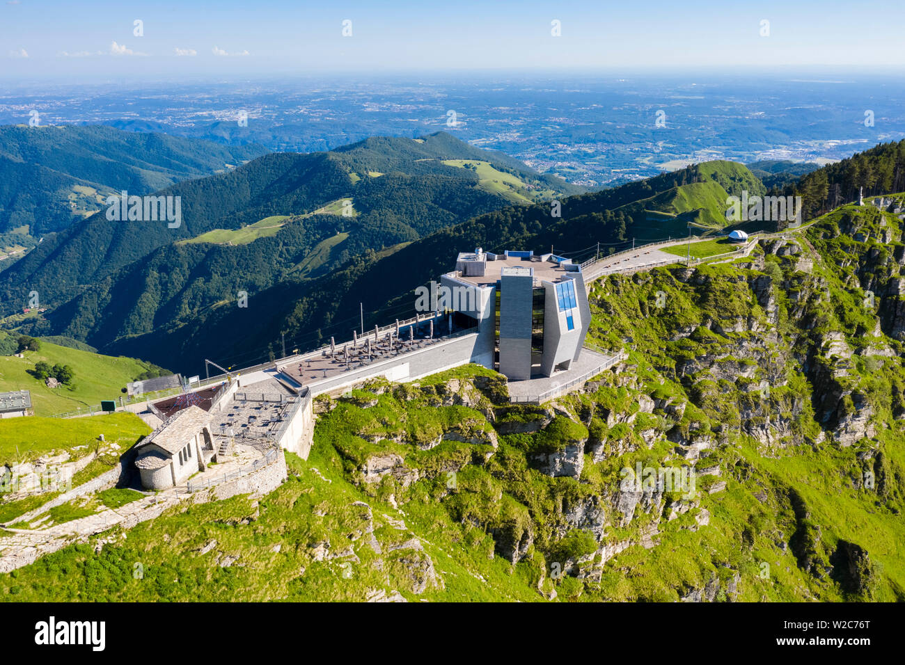Aerial view of the Monte Generoso and Mario Botta's Fiore di Pietra ...