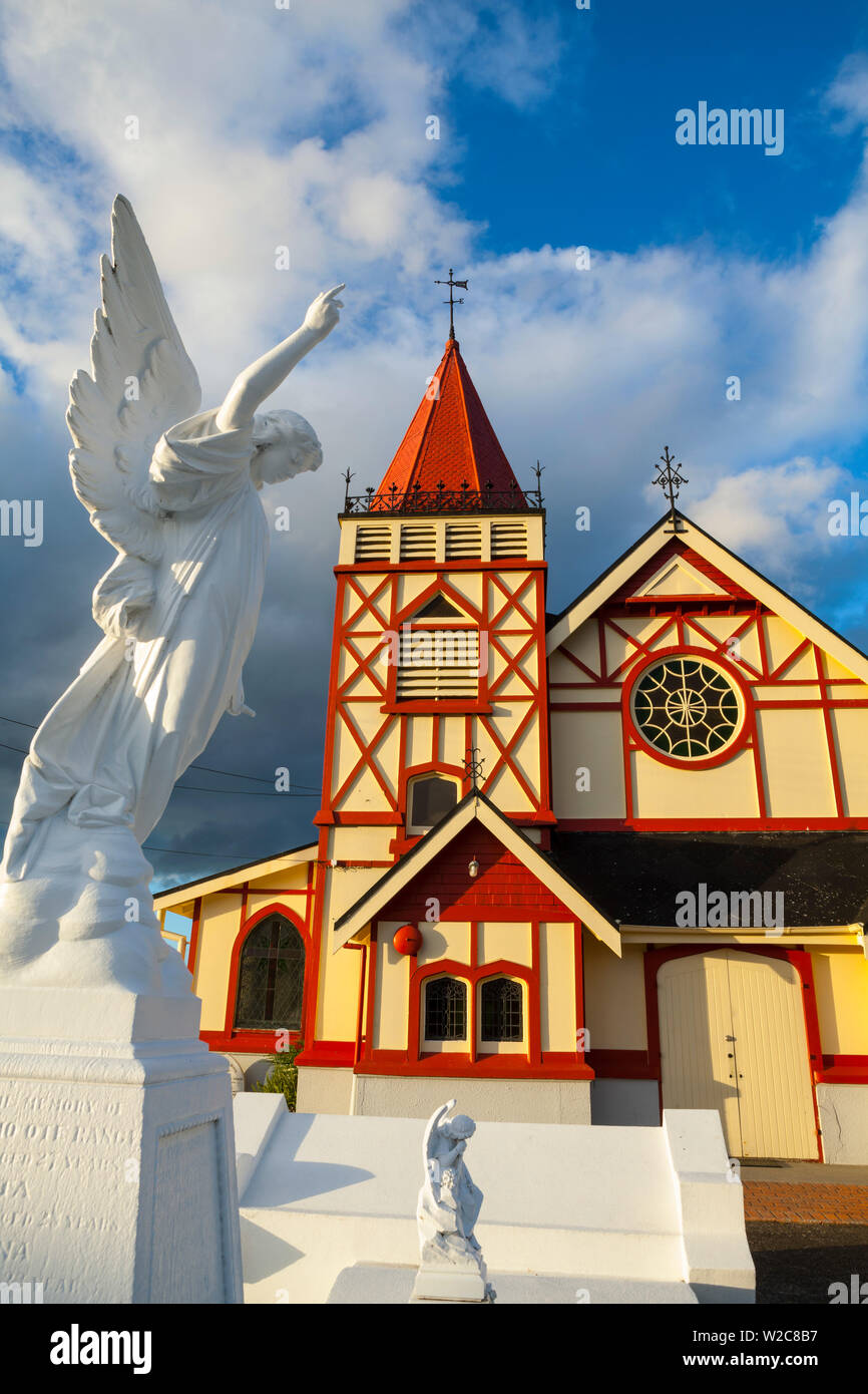 St Faith's Anglican church at Ohinemutu on Lake Rotorua, North Island ...