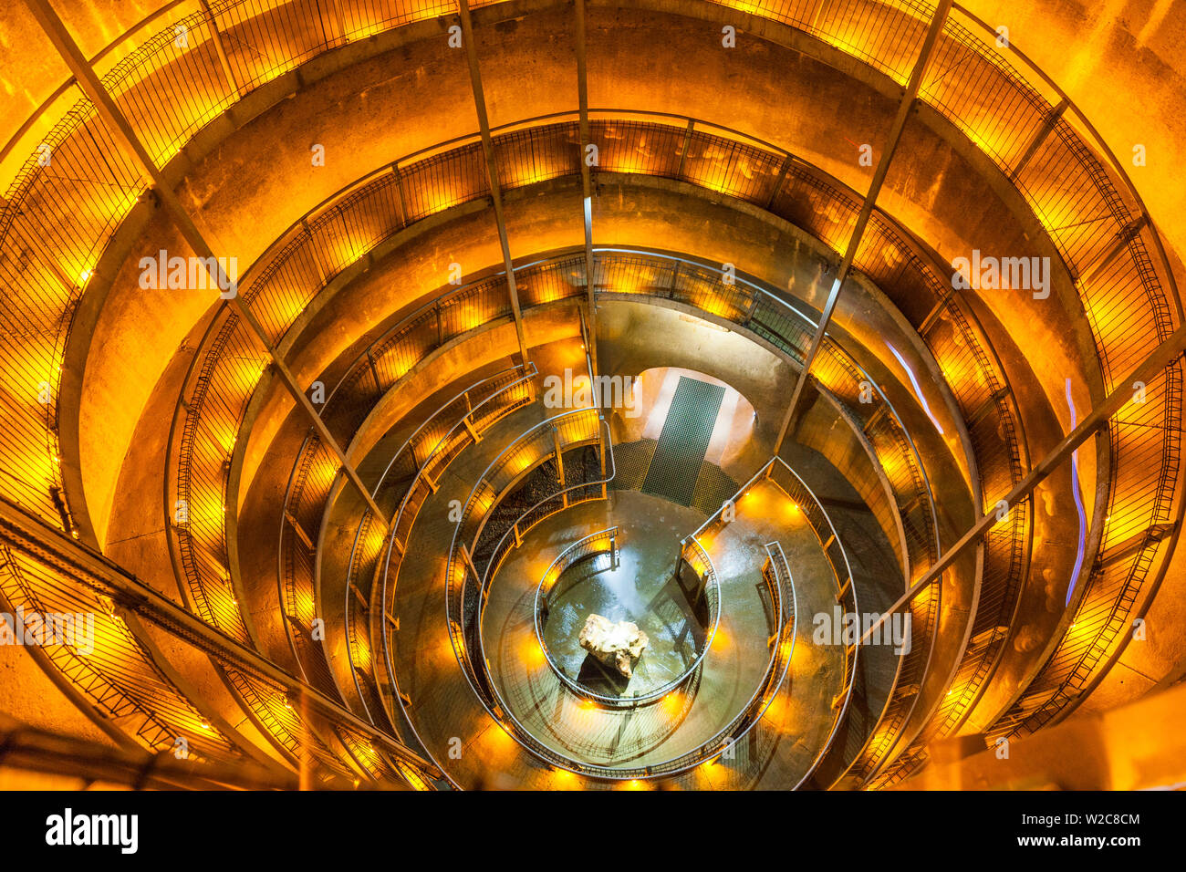 New Zealand, North Island, Waitomo Caves, Ruakuri Cave, spiral stairs ...