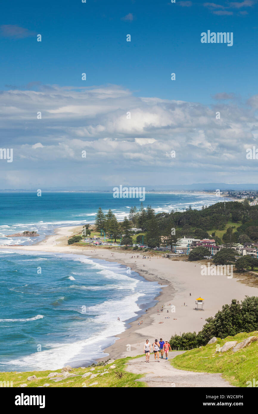 New Zealand, North Island, Mt. Manganui, The Mount Main Beach, elevated ...