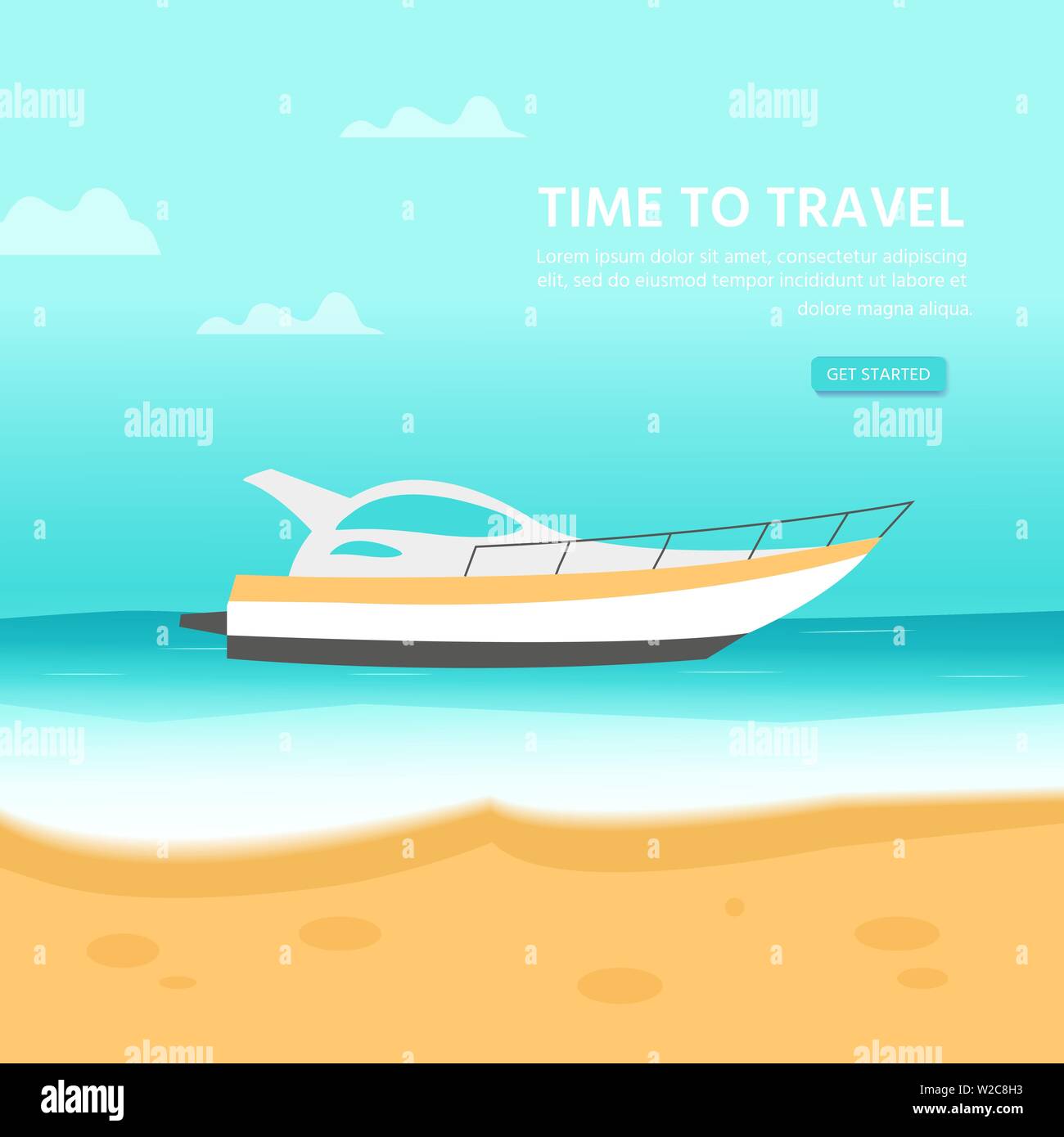 Design template for website with sea, ocean and nautical vehicles: sail ...