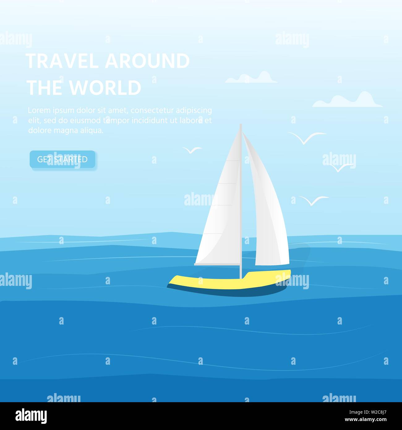 Design template for website with sea, ocean and nautical vehicles: sail ...
