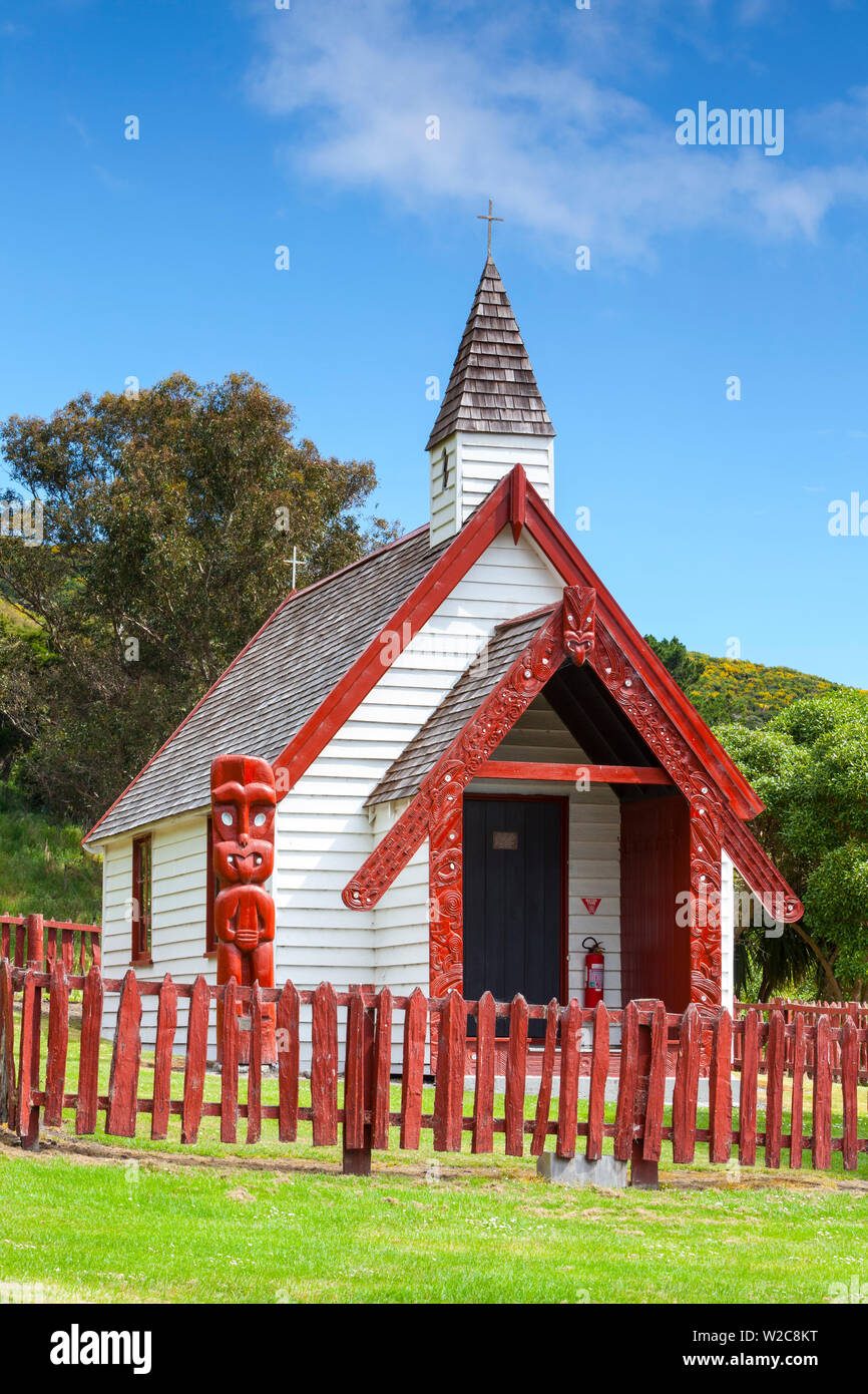 The beautiful little Onuku Church, Akaroa, Banks Peninsular, Canterbury ...