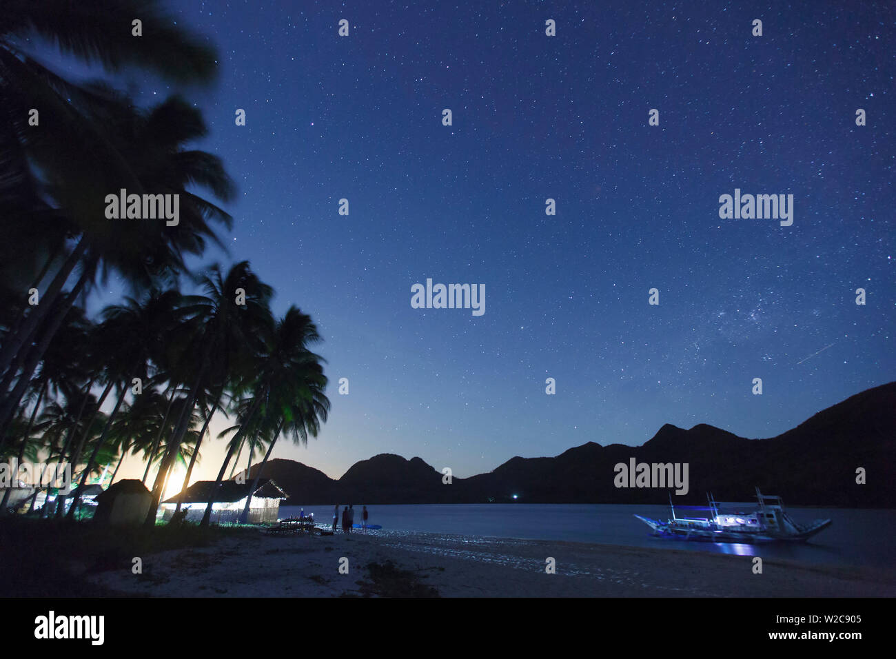 Philippines, Palawan, Culion Island, Milky Way and Arao Beach Stock ...