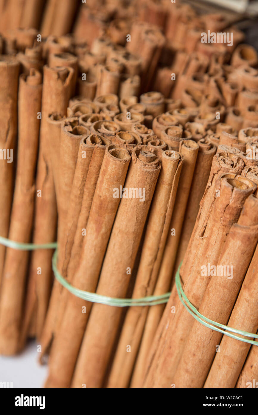 Cinnamon sticks in the market in Victoria, Mahe, Seychelles Stock Photo ...