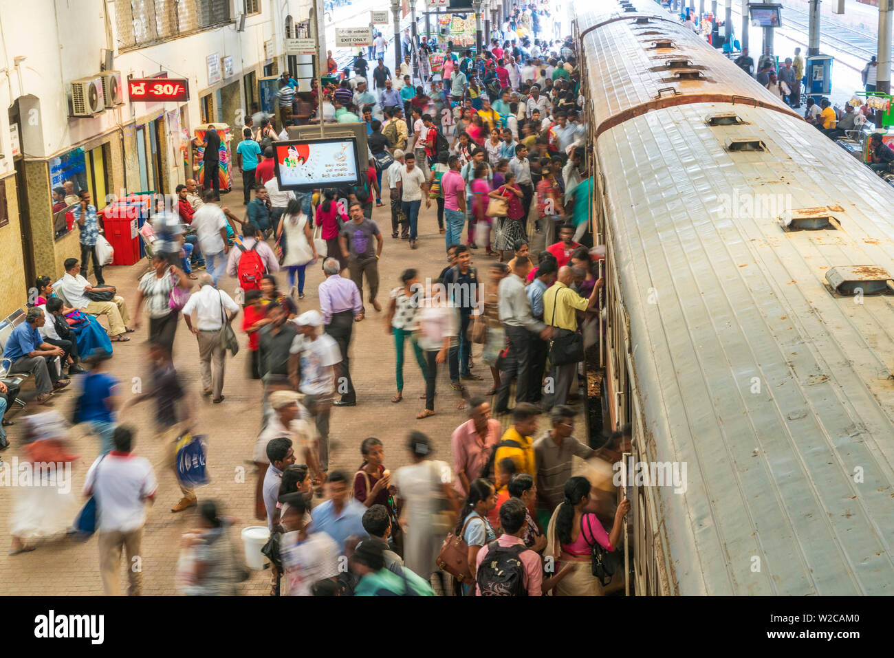 Passengers & train, Fort railway Station, Colombo, Sri Lanka Stock ...