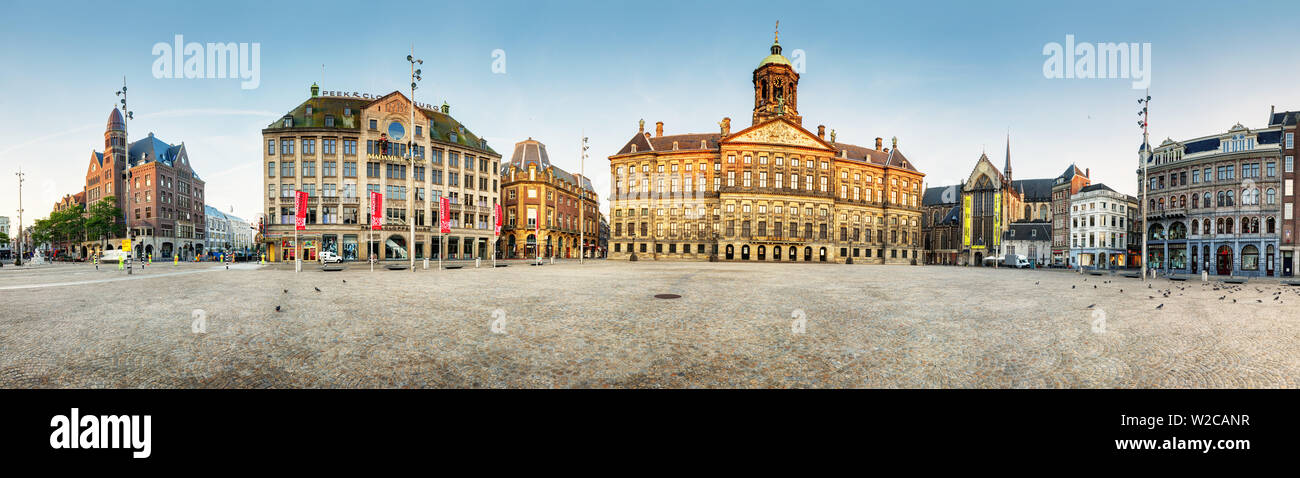 Royal Palace on the dam square in Amsterdam, Netherlands, panorama ...